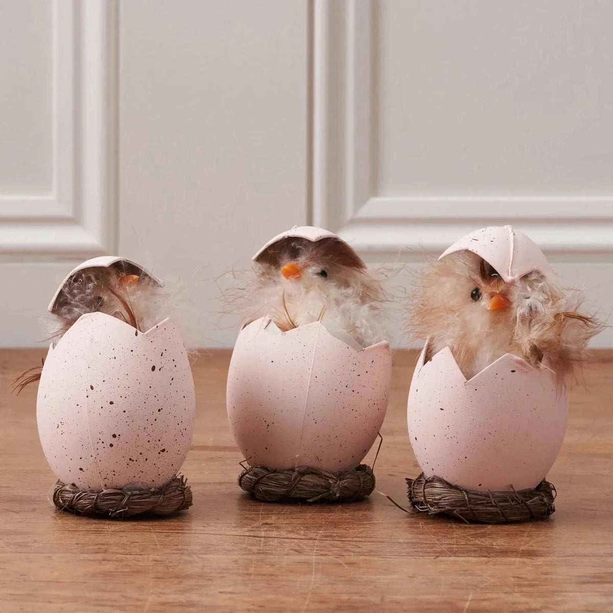 Set of 3 Brown and White Hatching Easter Eggs (10cm ...